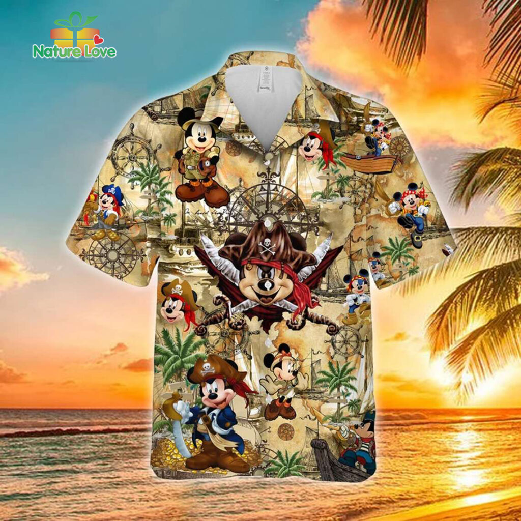 Mickey Mouse Pirate Treasure Map Hawaiian Shirt, Mickey Mouse Hawaiian ...