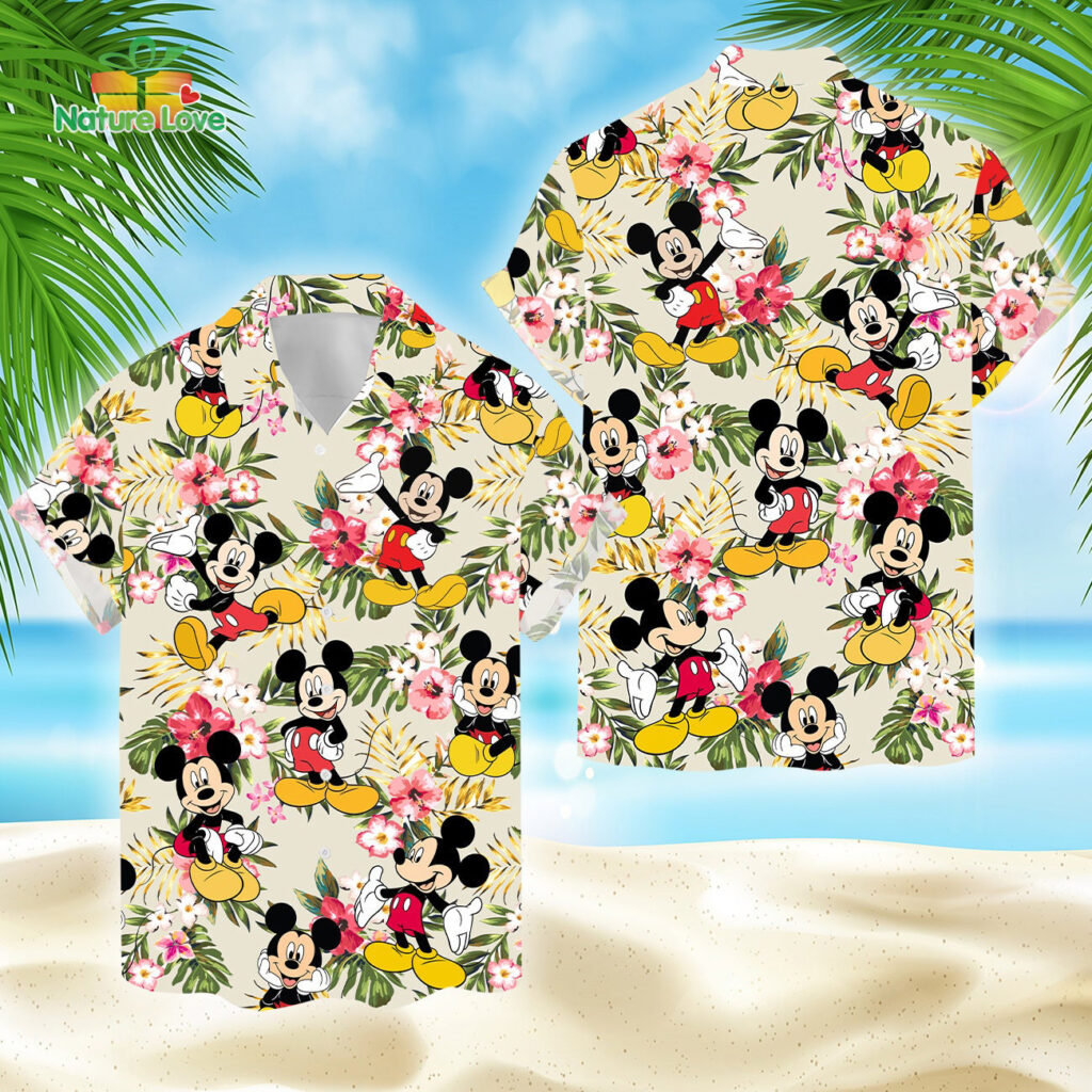 Mickey Mouse Tropical Floral Beach Funny Hawaiian Shirt, Disney Family ...