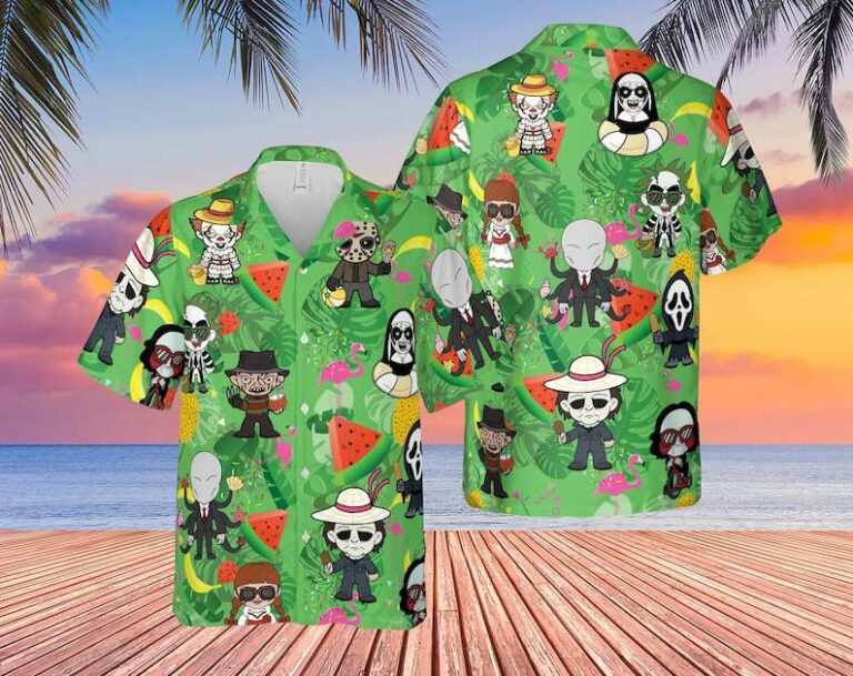 Horror Characters Halloween Hawaiian Shirt, Horror Aloha Vibes Beach ...