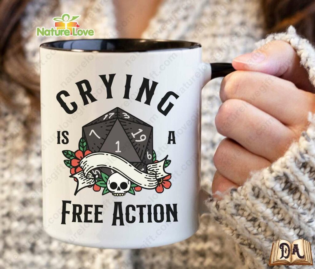 DND Crying Is A Free Action Mug DnD Dungeons And Dragons Gift - Unique ...