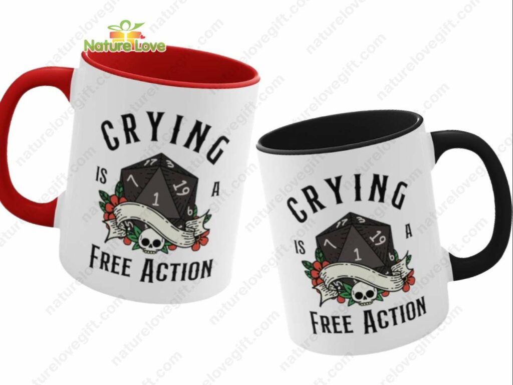 DND Crying Is A Free Action Mug DnD Dungeons And Dragons Gift - Unique ...
