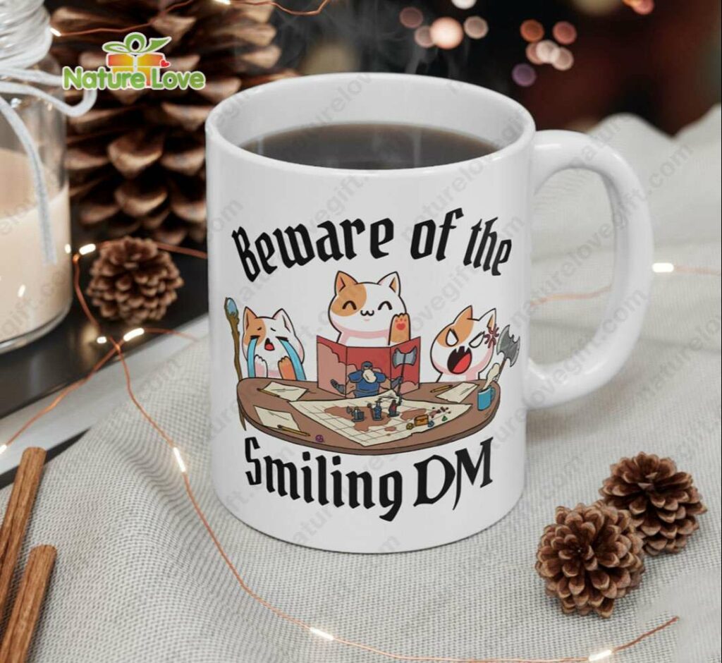 DND Cat Dice Mug DnD Dungeons and Dragons Gift