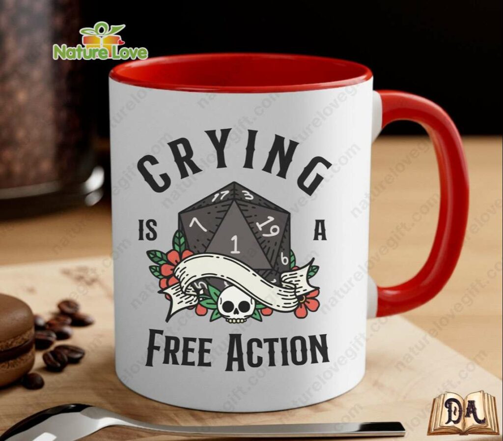 DND Crying Is A Free Action Mug DnD Dungeons And Dragons Gift - Unique ...