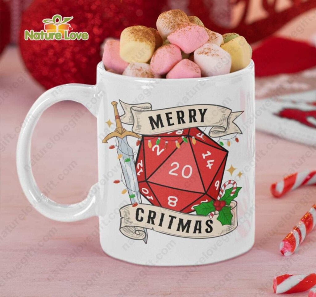 DND Merry Christmas Dice D20 Mug DnD Dungeons and Dragons Gift - Unique ...