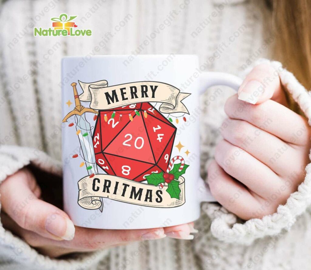 DND Merry Christmas Dice D20 Mug DnD Dungeons and Dragons Gift - Unique ...