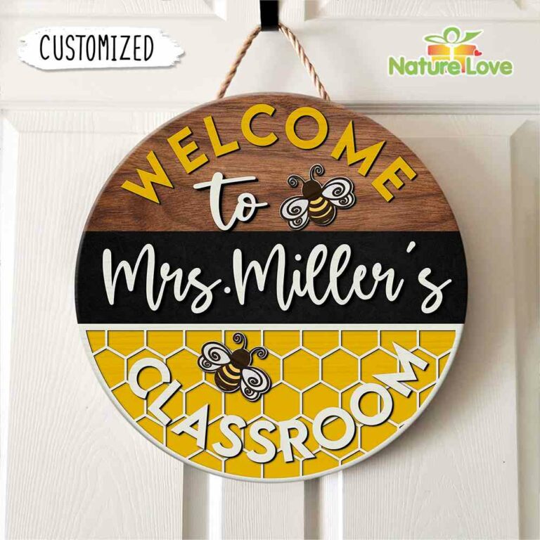 Bee Hive Classroom Custom Teacher Door Sign Wooden Door Hanger Gift For ...