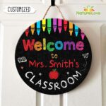 Custom Name Teacher Door Sign Wooden Welcome To Classroom Hanger Back ...