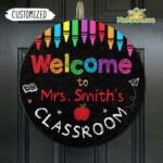 Custom Name Teacher Door Sign Wooden Welcome To Classroom Hanger Back ...