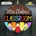 Custom Teacher Door Sign With Name Classroom Wooden Door Hanger Back To ...