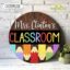 Custom Teacher Door Sign With Name Classroom Wooden Door Hanger Back To ...