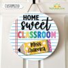 Home Sweet Classroom Custom Teacher Door Sign Wooden Door Hanger Back ...