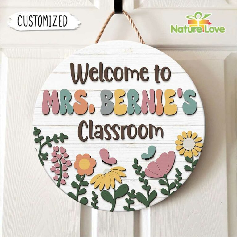 Personalized 3D Flowers Teacher Door Sign Welcome To Classroom Door ...