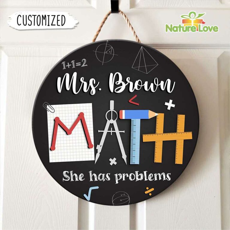 Personalized Math Teacher Door Sign Wooden Classroom Door Hanger For ...