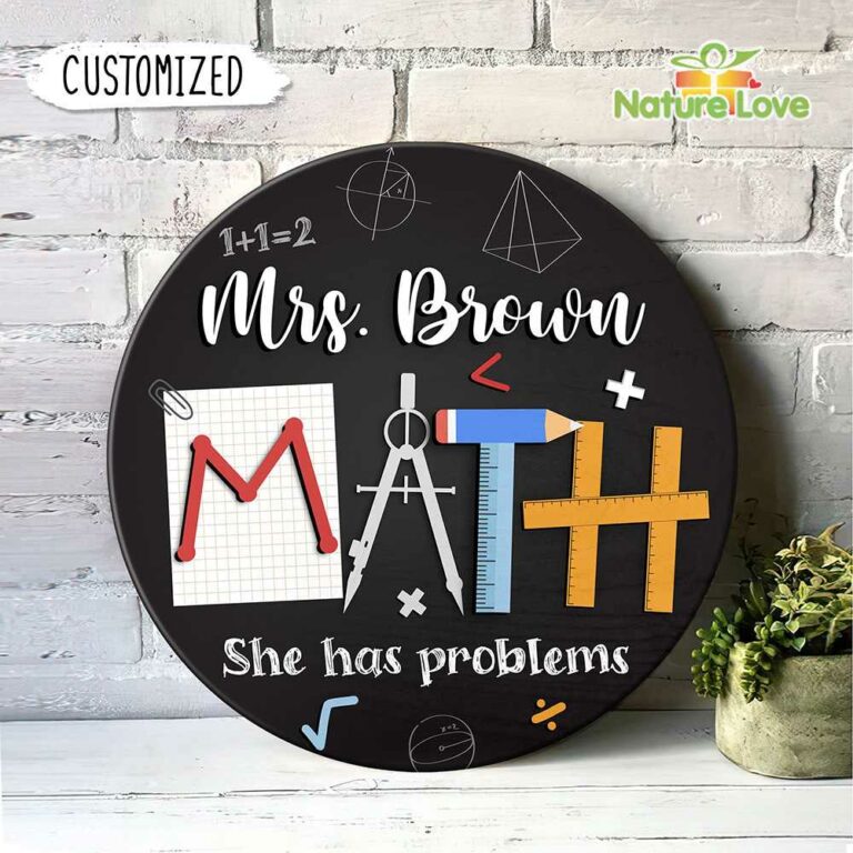 Personalized Math Teacher Door Sign Wooden Classroom Door Hanger For ...
