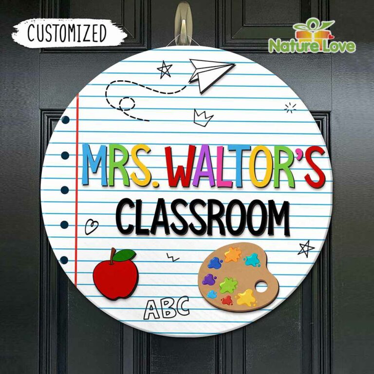 Personalized Art Teacher Door Sign Wooden Classroom Door Hanger Back To ...