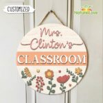 Wildflower Custom Teacher Door Sign Wooden Classroom Door Hanger Back ...