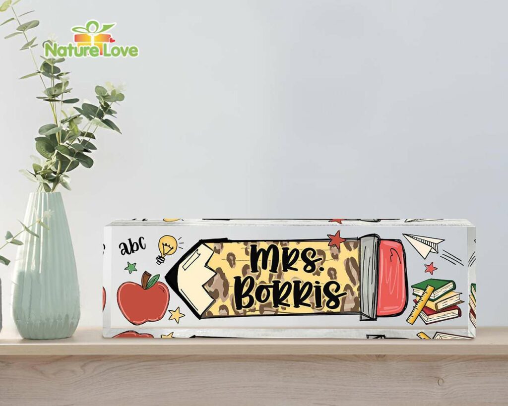 Pencil Teacher Desk Name Plate Personalized Acrylic Plaque Back To ...