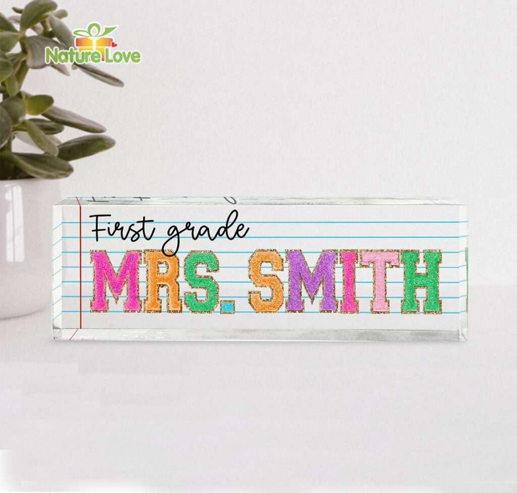 Custom First Grade Teacher Name Plate Acrylic Plaque Gift For Back To ...