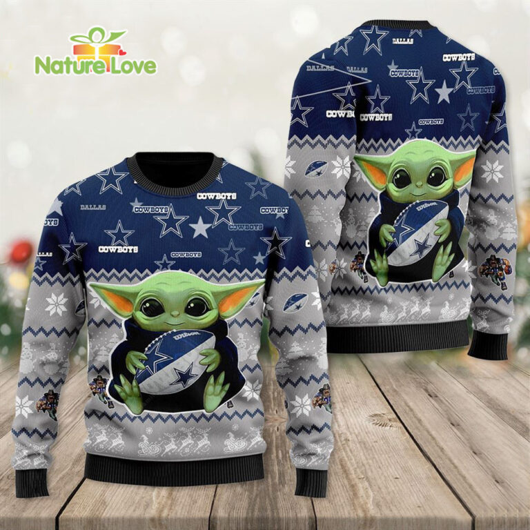 Dallas Cowboys Baby Yoda Holding Football NFL Hoodie Gifts For Fans ...