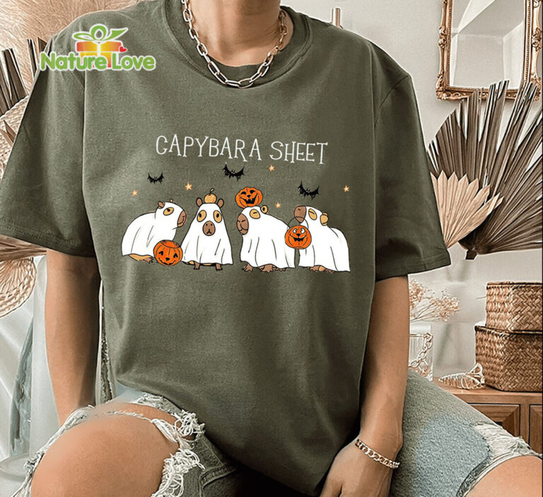 Capybara Sheet Ghost Capybara Spooky Halloween Shirt - Unique Gifts For ...