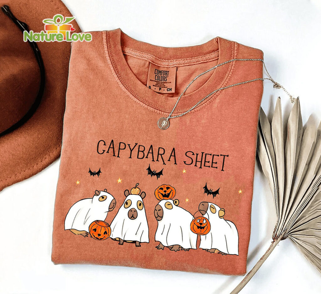 Capybara Sheet Ghost Capybara Spooky Halloween Shirt - Unique Gifts For ...