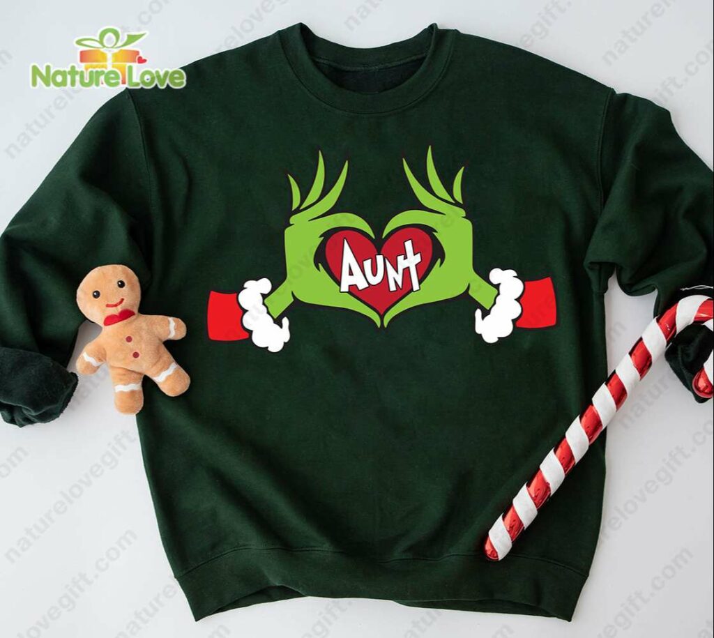 Grinch Heart Hands Custom Name Family Christmas Shirt Xmas Gift for Mom ...