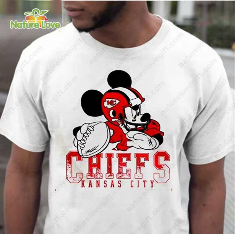 Mickey Mouse Playing Kansas City Chiefs Tee Disney Inspired Game Day ...