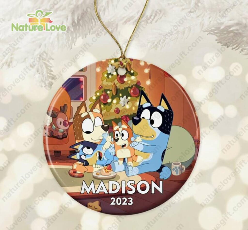 Bluey Family Custom Name On Ornament Christmas Tree Decoration - Unique ...