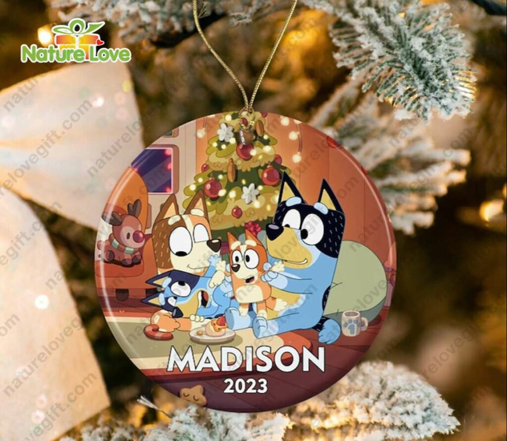 Bluey Family Custom Name On Ornament Christmas Tree Decoration - Unique ...
