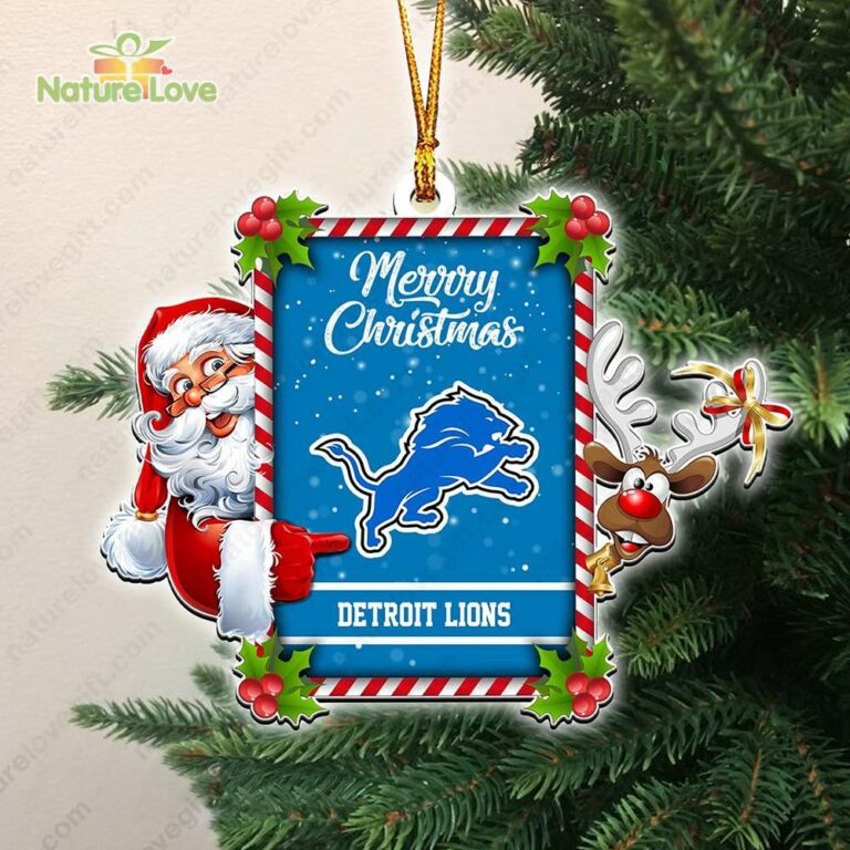 Detroit Lions Santa And Reindeer Funny Christmas Ornament NFL Gift ...