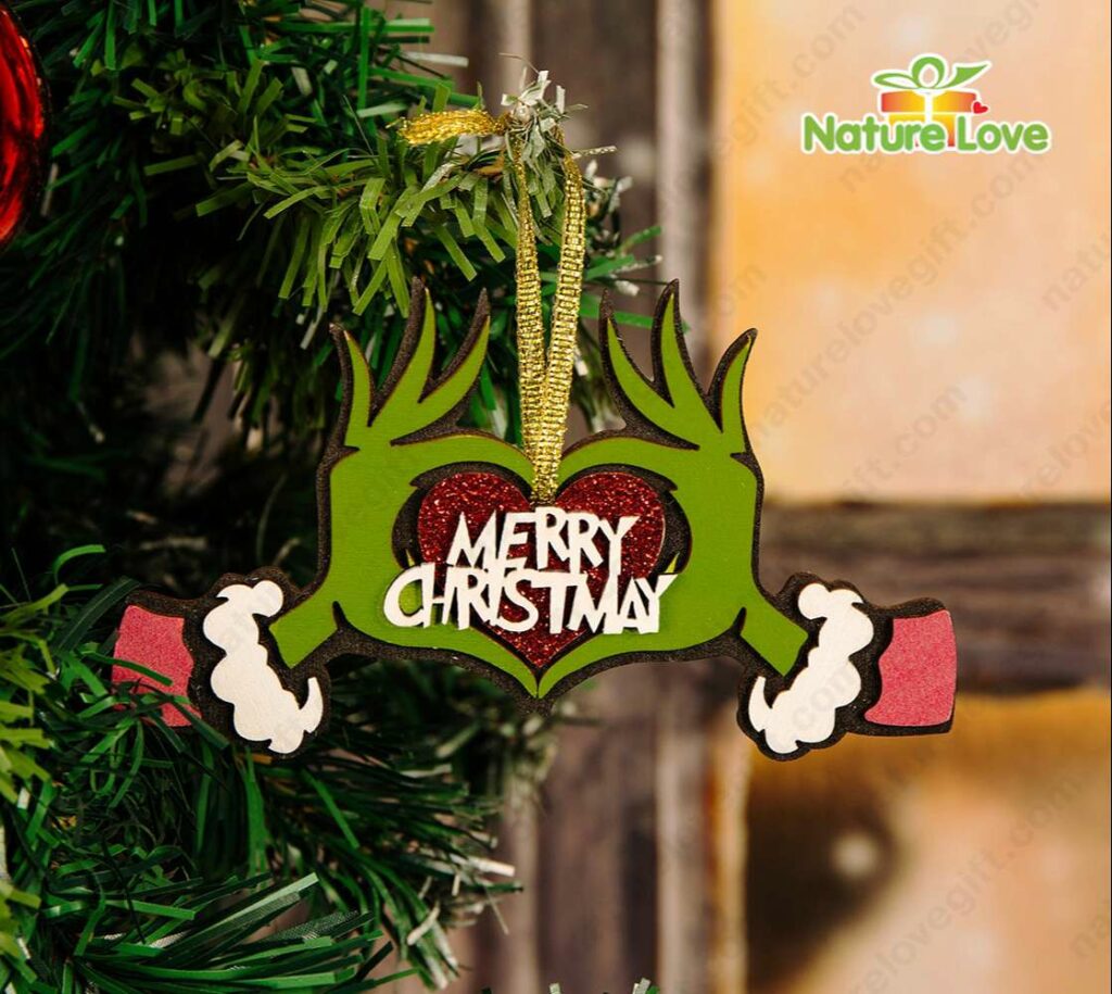 Custom Grinch Ornament Christmas Family Ornaments Grinchs Hand Heart ...