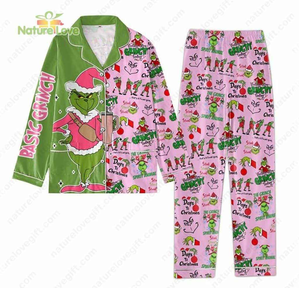 Basic Grinch Pajamas Pink Grinchs Sleepwear Christmas Silk Pjs Set ...