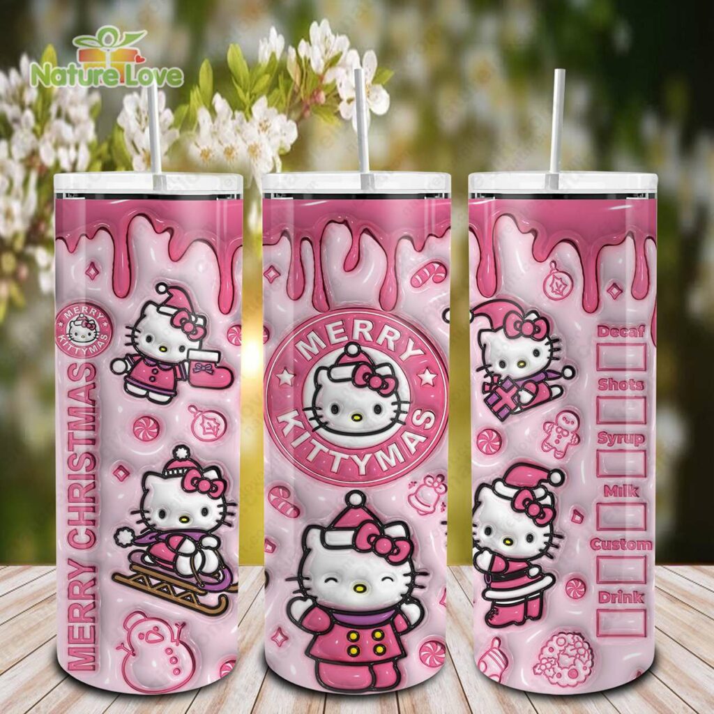 Kittymas Coffee Pink Tumbler 3D Dripping Hello Kitty Tumblers - Unique ...