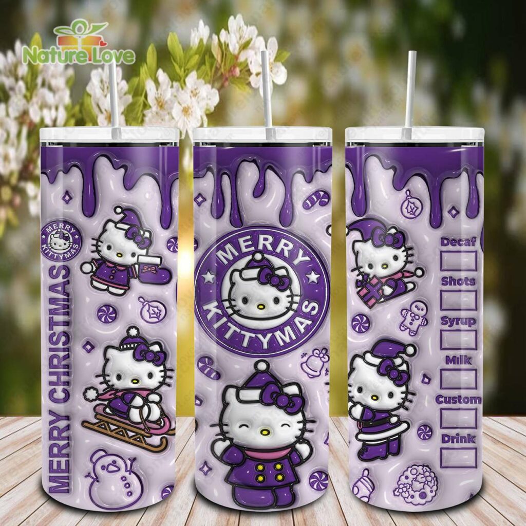 Merry Kittymas Hello Kitty Tumbler Dripping Purple Christmas Tumblers ...