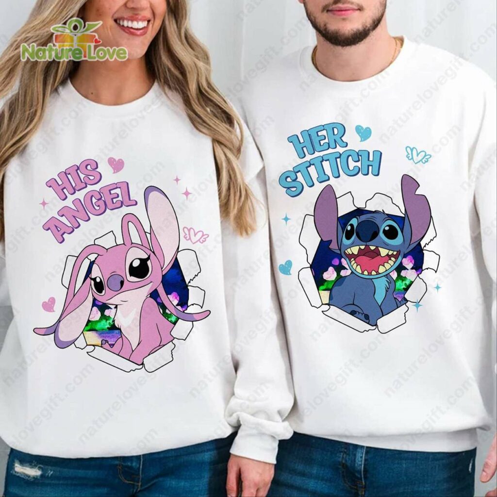 His Angel Her Stitch Couple Matching Tee Valentines Day Shirt - Unique ...