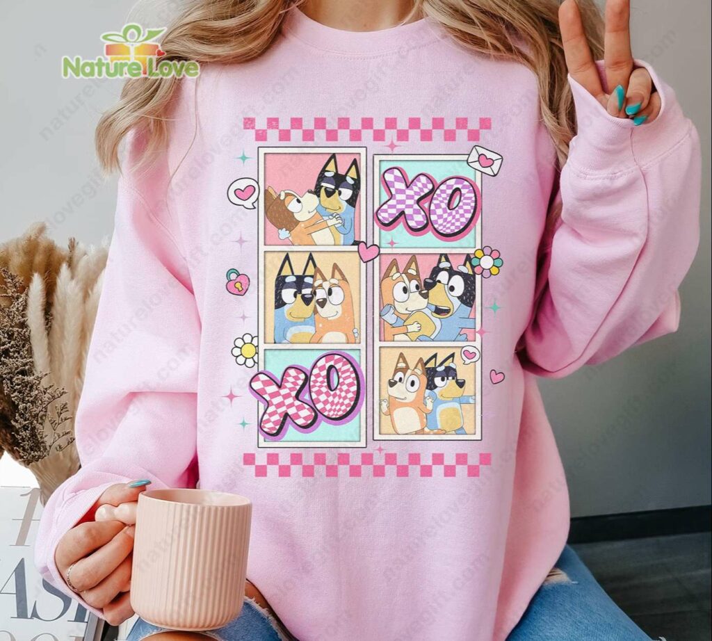 Bluey XOXO Valentine Shirt Bandit and Chilli Couple Gift - The best ...