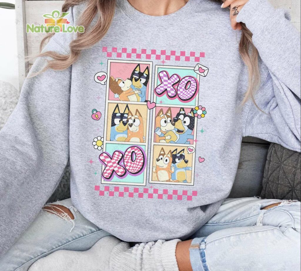 Bluey XOXO Valentine Shirt Bandit and Chilli Couple Gift - The best ...