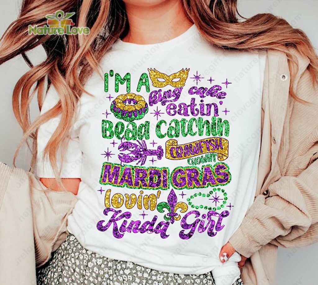 Fat Tuesday Mardi Gras Shirt Fleur De Lis King Cake Eatin Faux Sequin ...