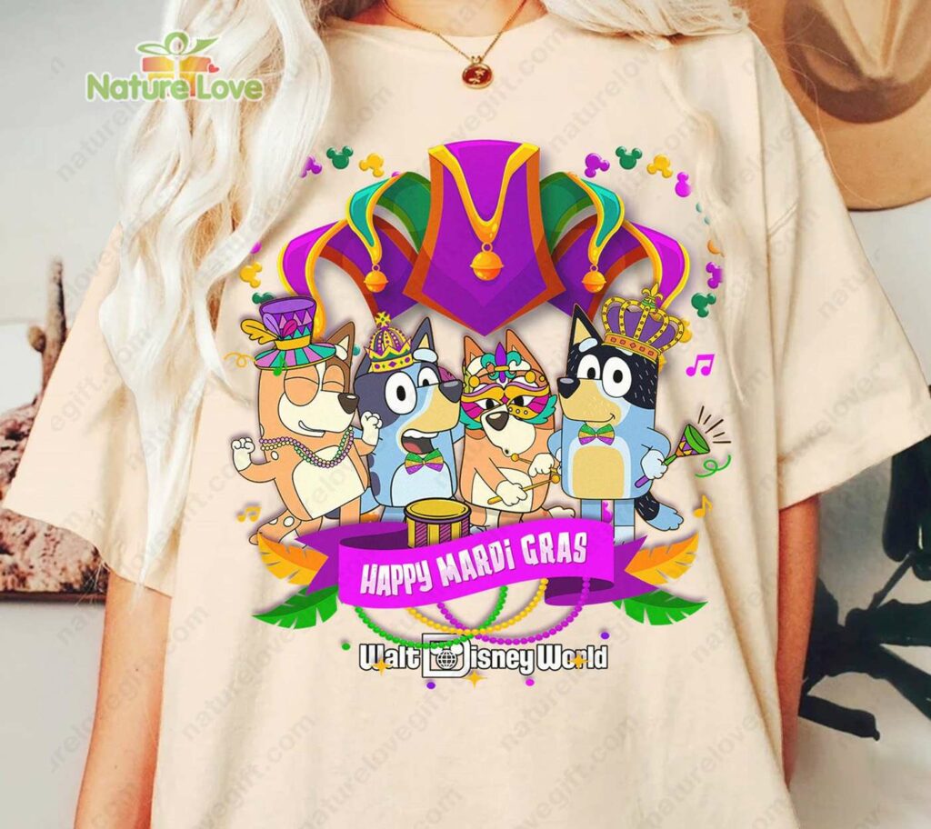 Bluey Happy Mardi Gras Sweatshirt Fat Tuesday Carnival Party Shirt ...