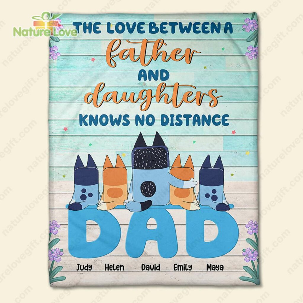Personalized Bluey Dad Blanket Gifts For Father From Daughter - Unique ...