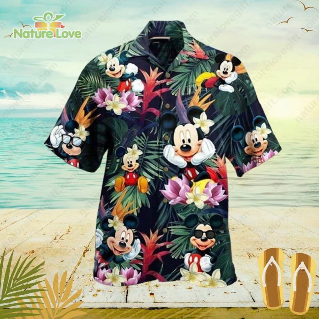 Tropical Floral Mickey Mouse Hawaiian Shirt Flower Aloha Beach Shirts ...