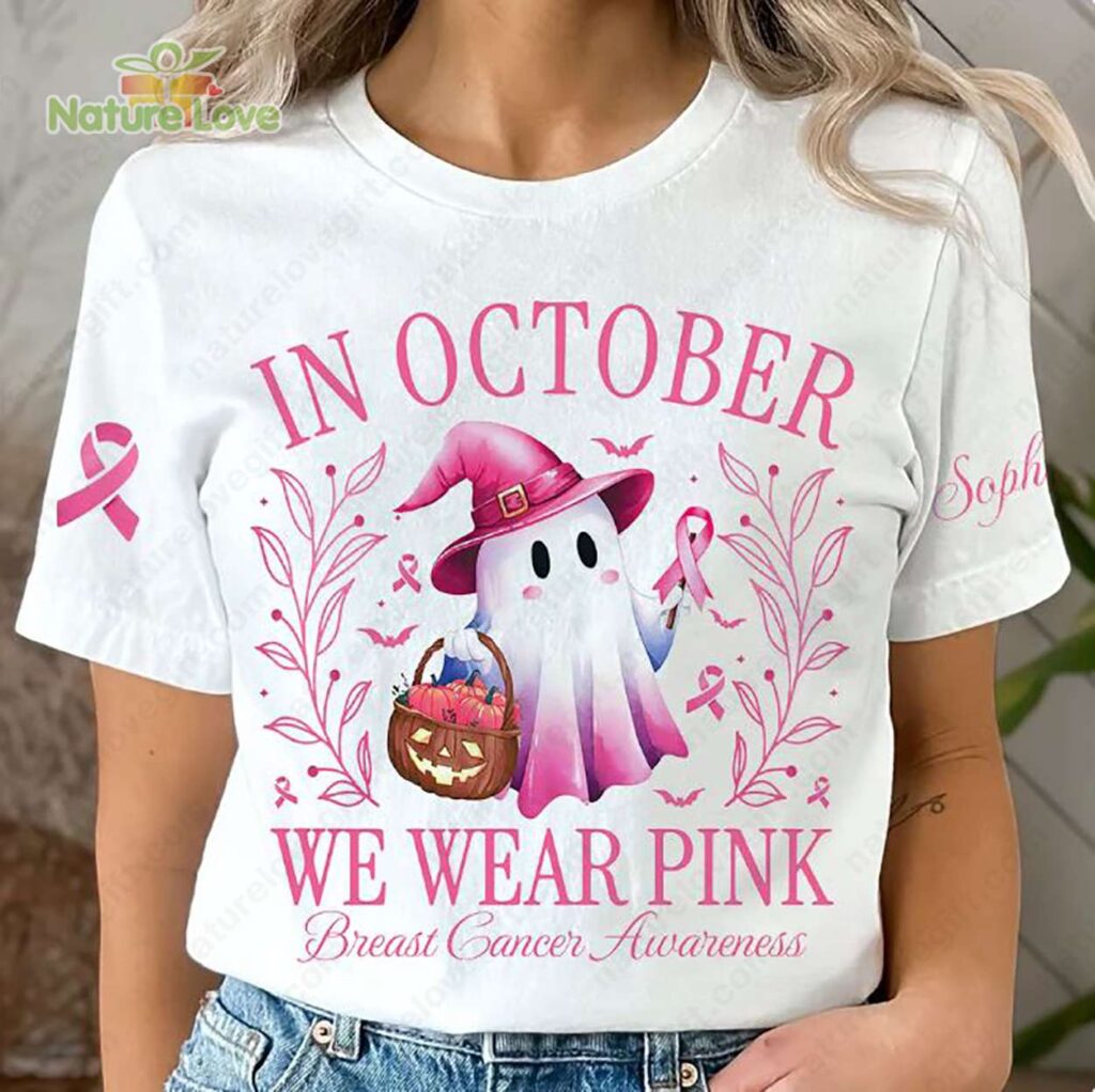 Personalized Breast Cancer Awareness Pink October Boo Halloween Shirt ...