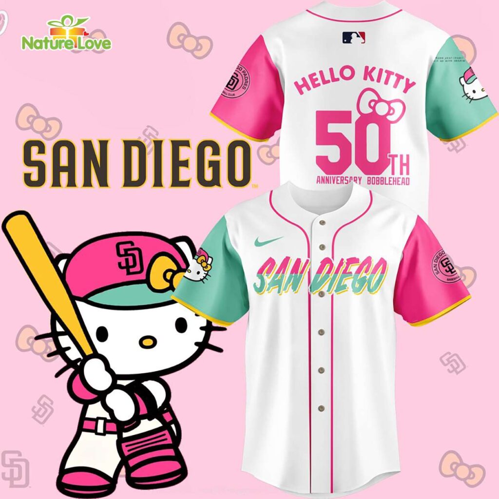 San Diego Padres Hello Kitty Stripe MLB Baseball Jersey - The best ...
