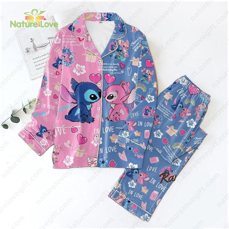 Stitch And Angel Pajamas Cute Stitch Disney Sleepwear - Unique Gifts ...