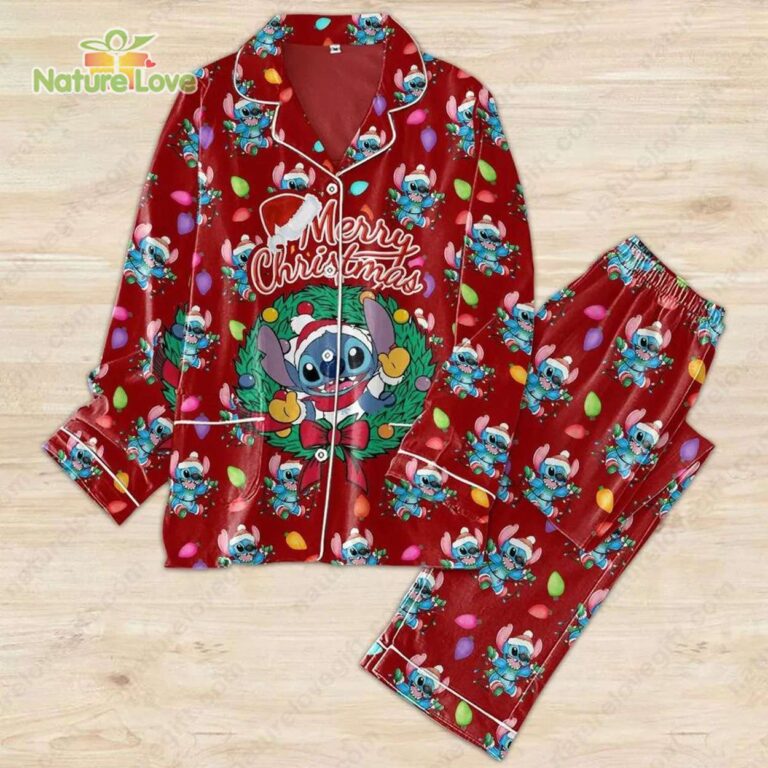 Cute Stitch Disney Christmas Pajamas Set Merry Stitchmas PJs - Unique ...