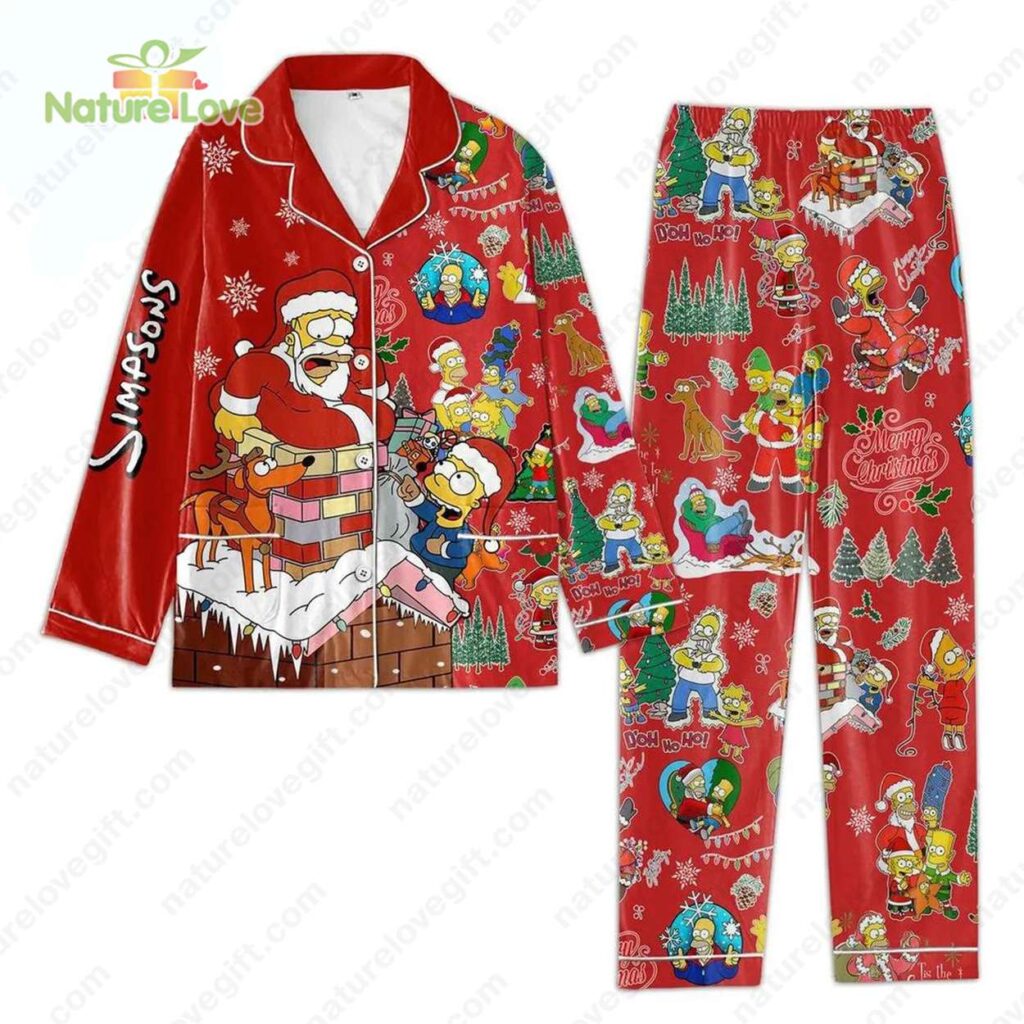 Homer Simpson Santa Claus Simpsons Christmas Red Pajamas Set - Unique ...