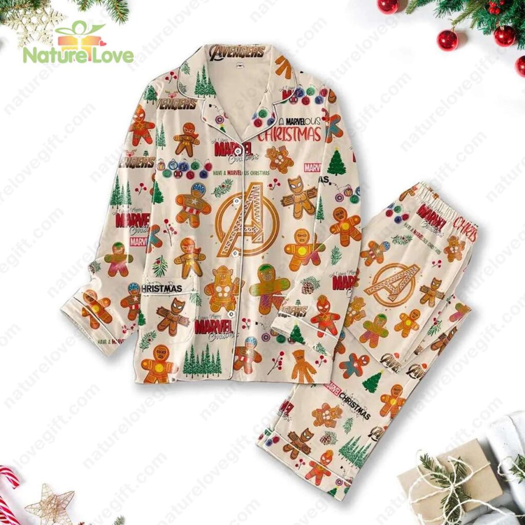 Marvel Avengers Gingerbread Cookies Holiday Christmas Pajamas Set ...