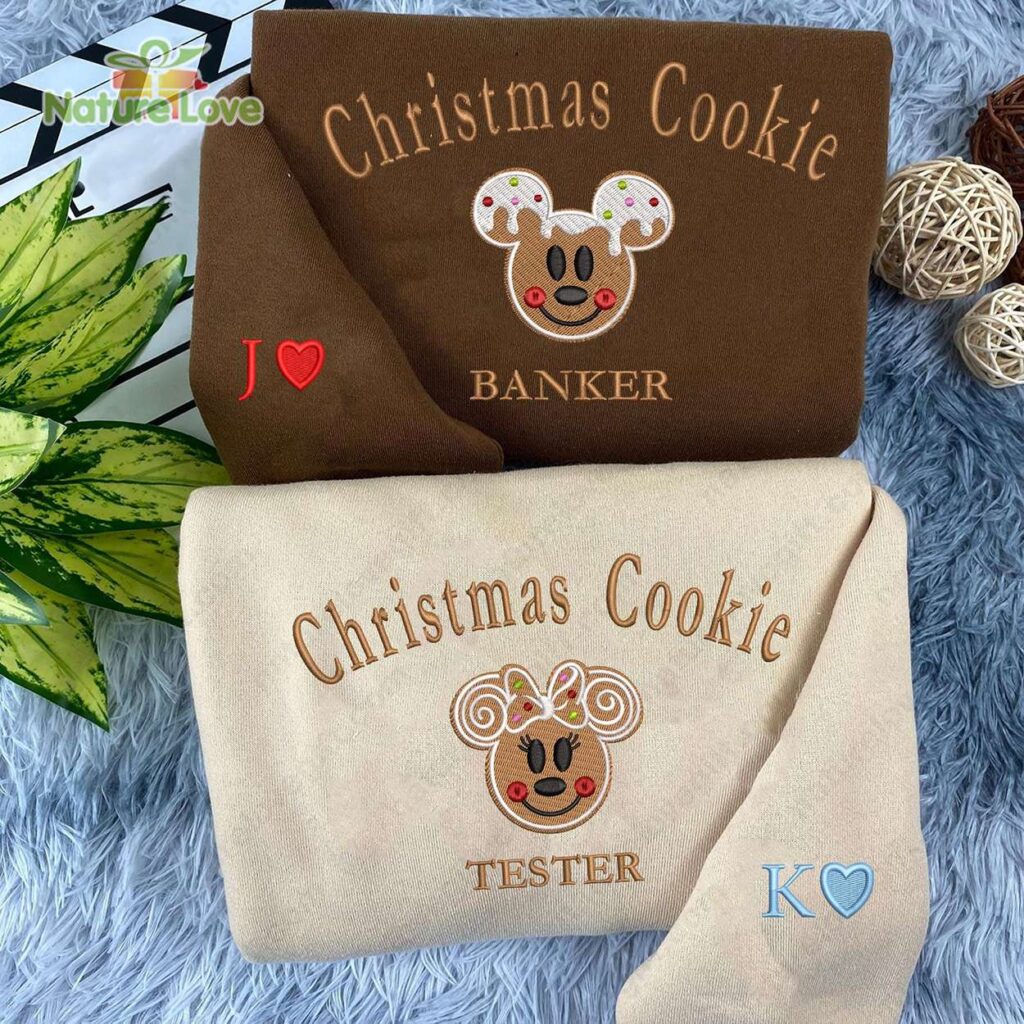 Mickey And Minnie Gingerbread Christmas Couple Embroidered Shirt ...