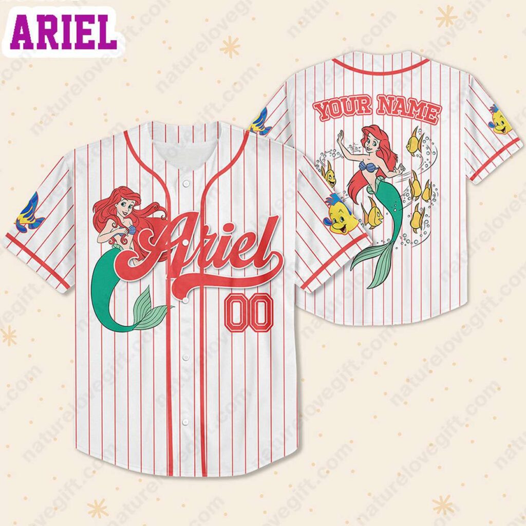 Ariel Disney Princess Custom Baseball Jersey With Name Number - Unique ...