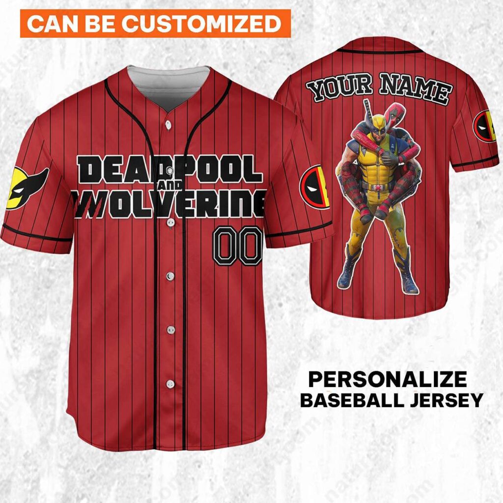 Custom Deadpool And Wolverine Funny Baseball Jersey Marvel Fans Gift ...